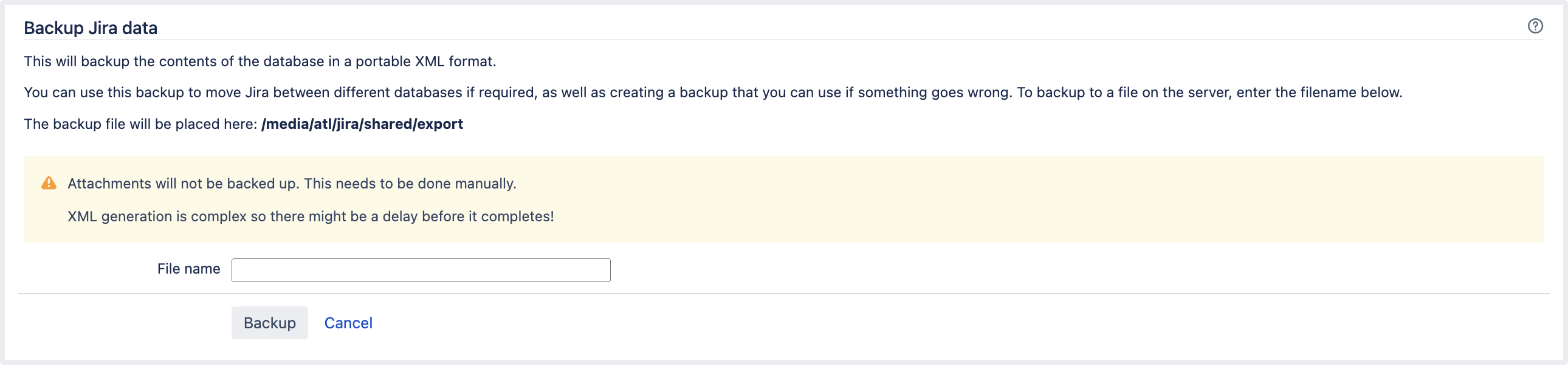 Backing up data | Administering Jira applications Data Center and Server 9.5 | Atlassian ...