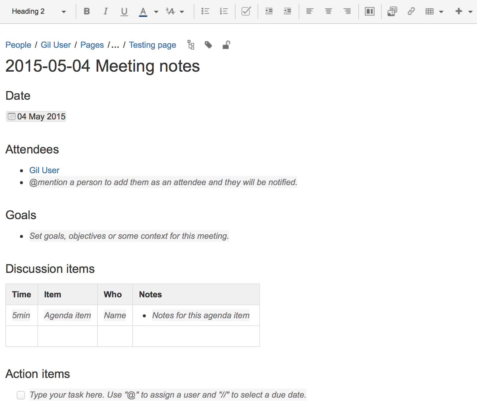 Meeting Notes Blueprint Confluence Data Center And Server 5 9 