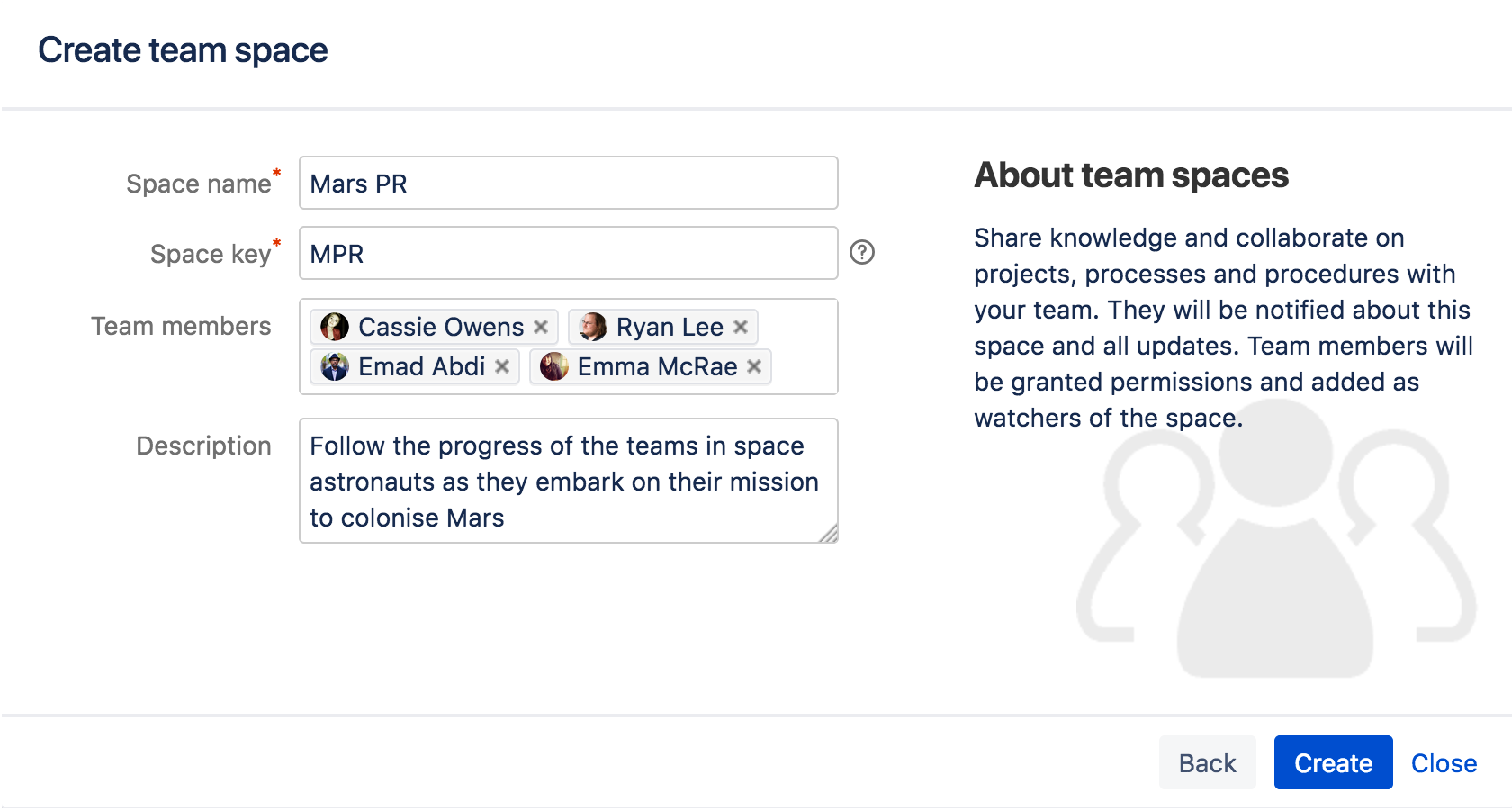 Create The Team s PR Space Confluence Data Center And Server 7 18 