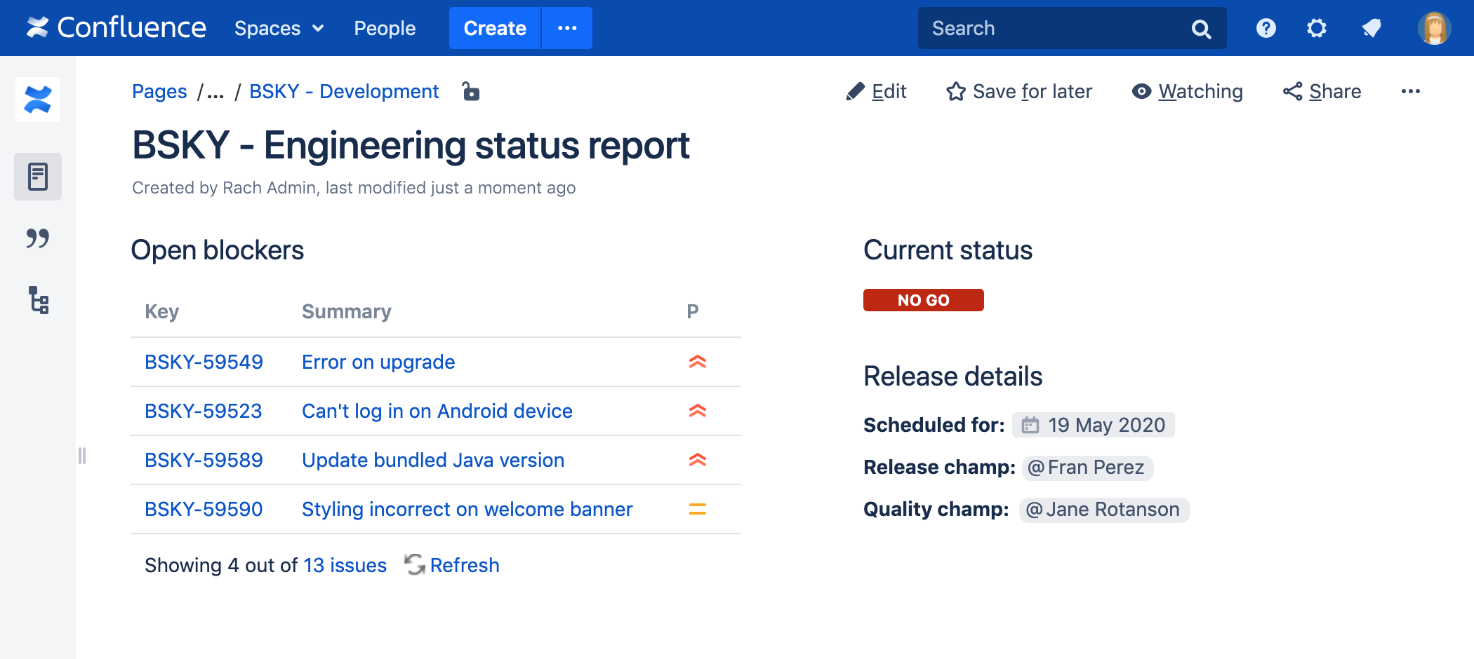 Confluence Jira Issues 
