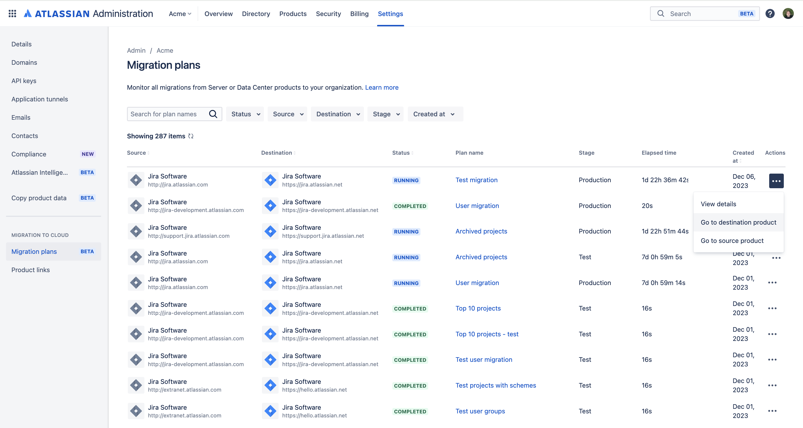 View and monitor your migrations from the dashboard | Atlassian Support | Atlassian Documentation