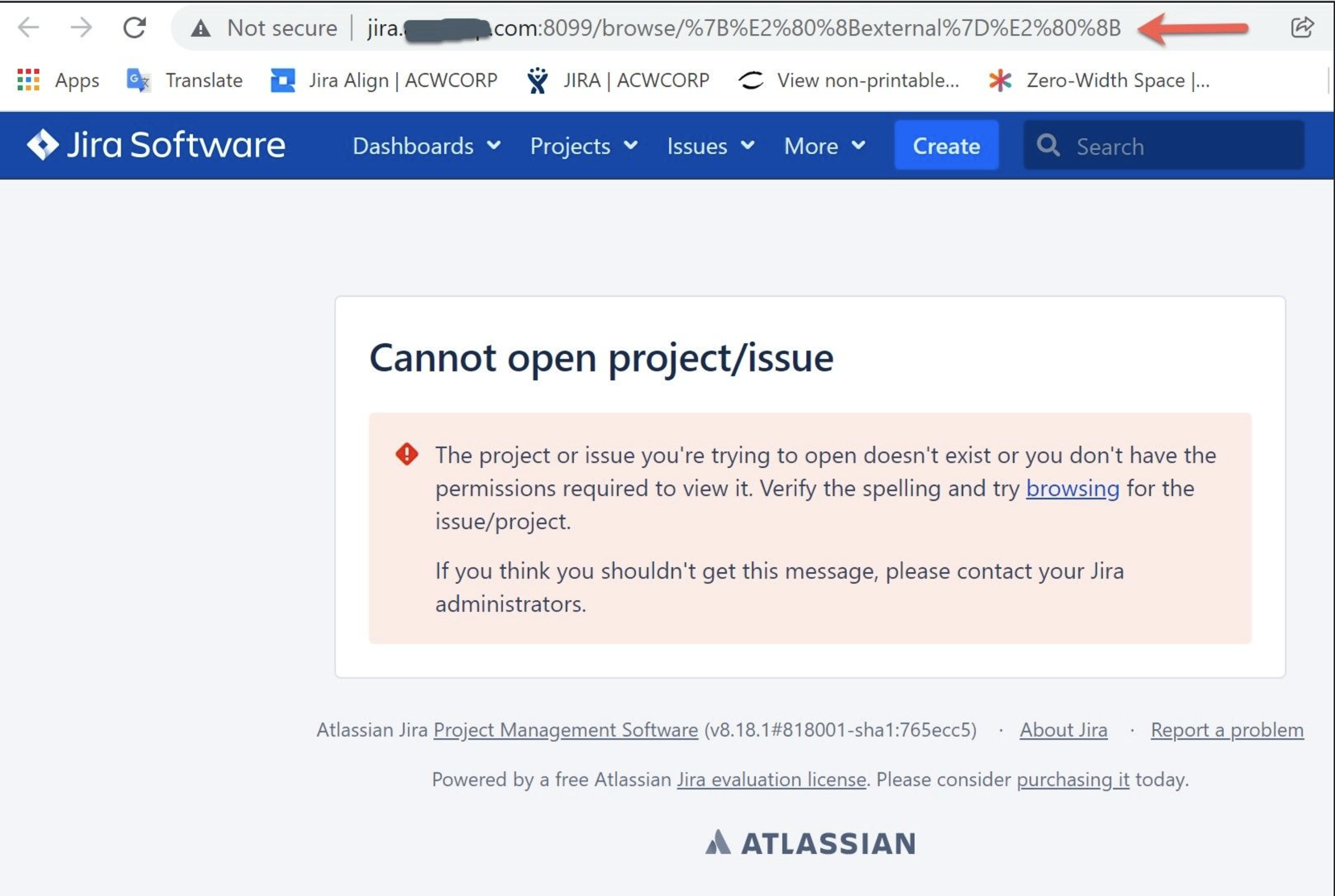 View In Jira Links Fail With Cannot Open Projectissue With