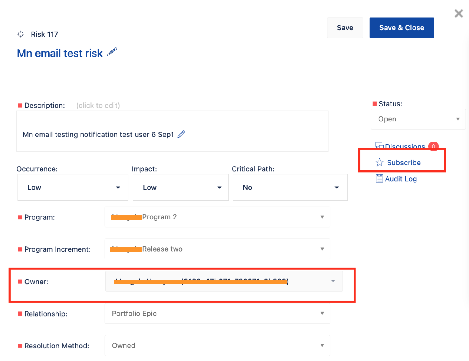 Enable An Email Notification For An Individual User For Risks In Jira Align Jira Align