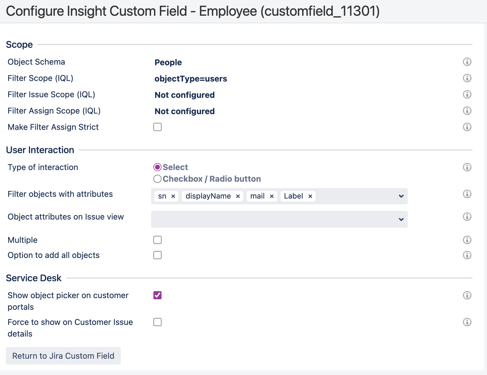 How To Filter For Objects On Insight Custom Fields Or Object Pickers With Selected Attributes 5263