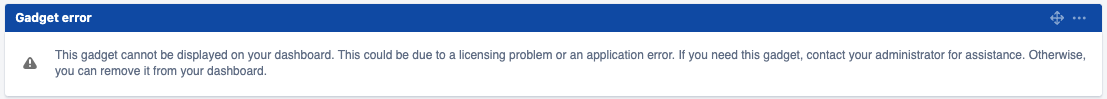 Jira Gadget Error Due To Missing Third Party Add On Jira Atlassian Documentation