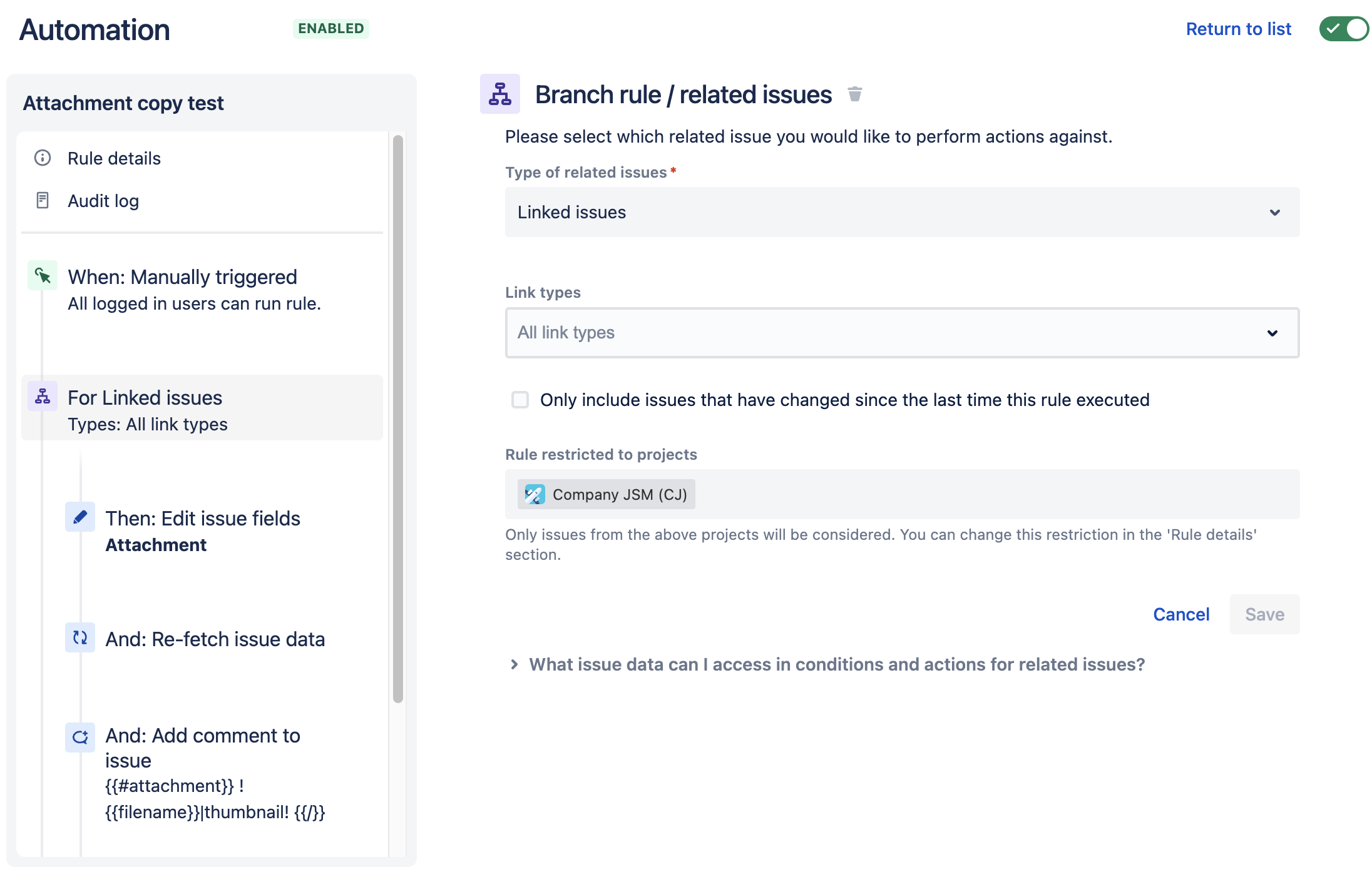 How to sync comments and copy attachments between linked issues | Jira | Atlassian Documentation