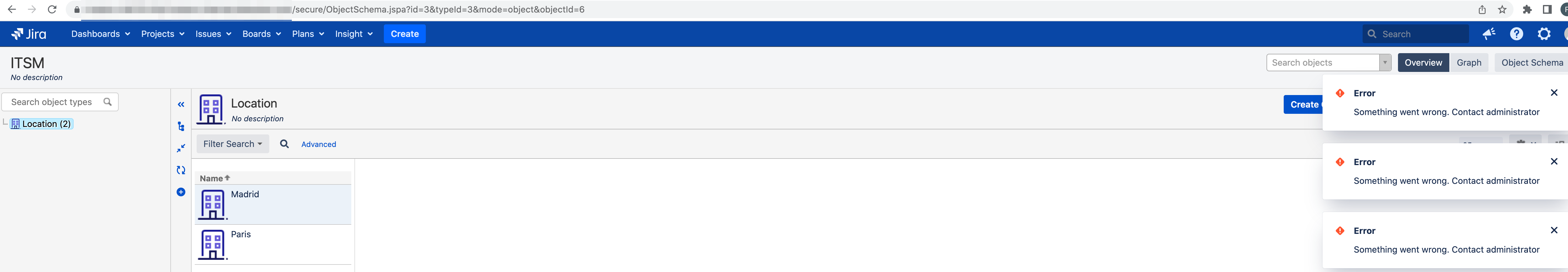 Error Something Went Wrong Contact Administrator Exception When Viewing Insight Objects Jira
