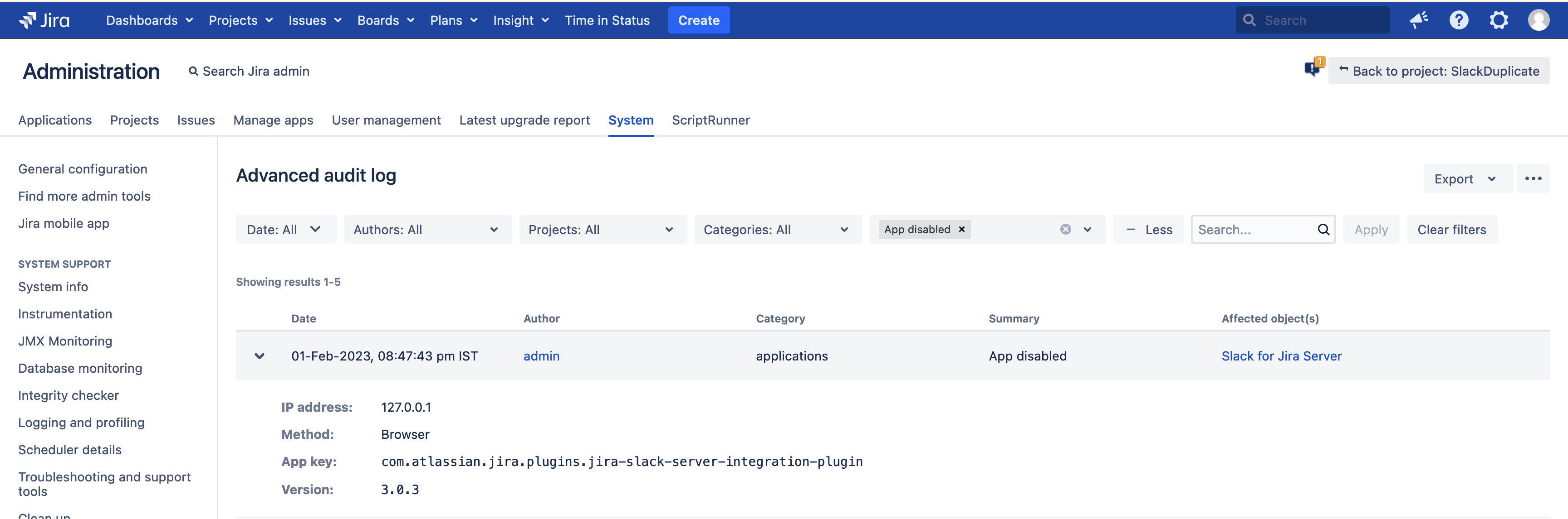 How To Check Who Installedenableddisableduninstalled Plugin In Jira