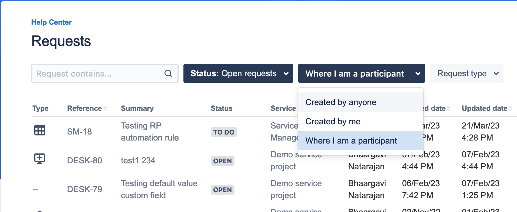 Understanding watchers and request participants | Jira | Atlassian Documentation