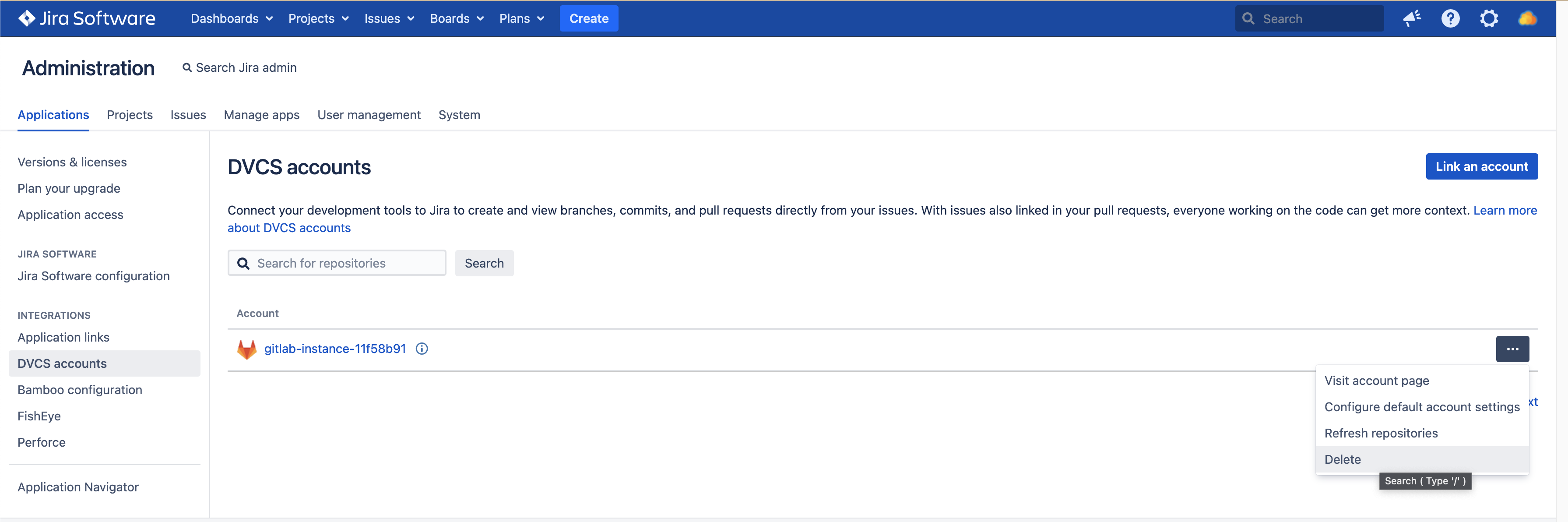 Not able to delete DVCS account. | Jira | Atlassian Documentation