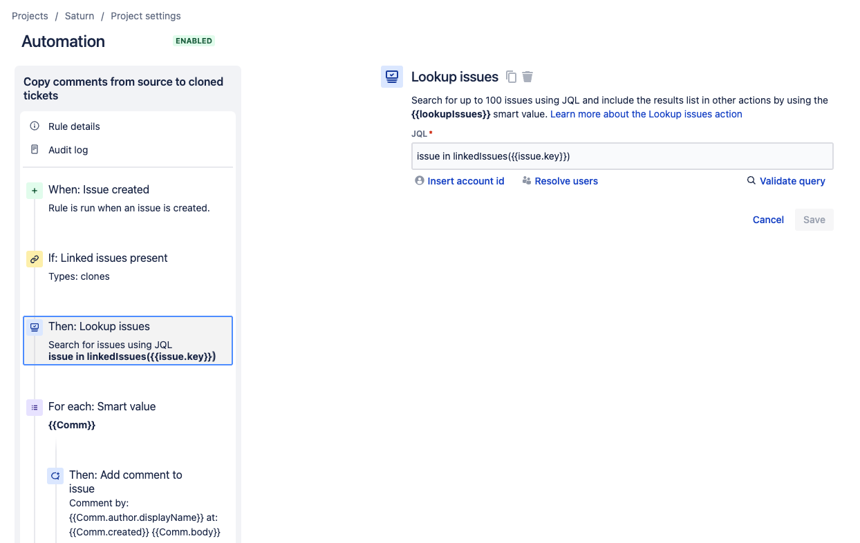 How to copy comments from the original issue to the cloned issue | Jira | Atlassian Documentation