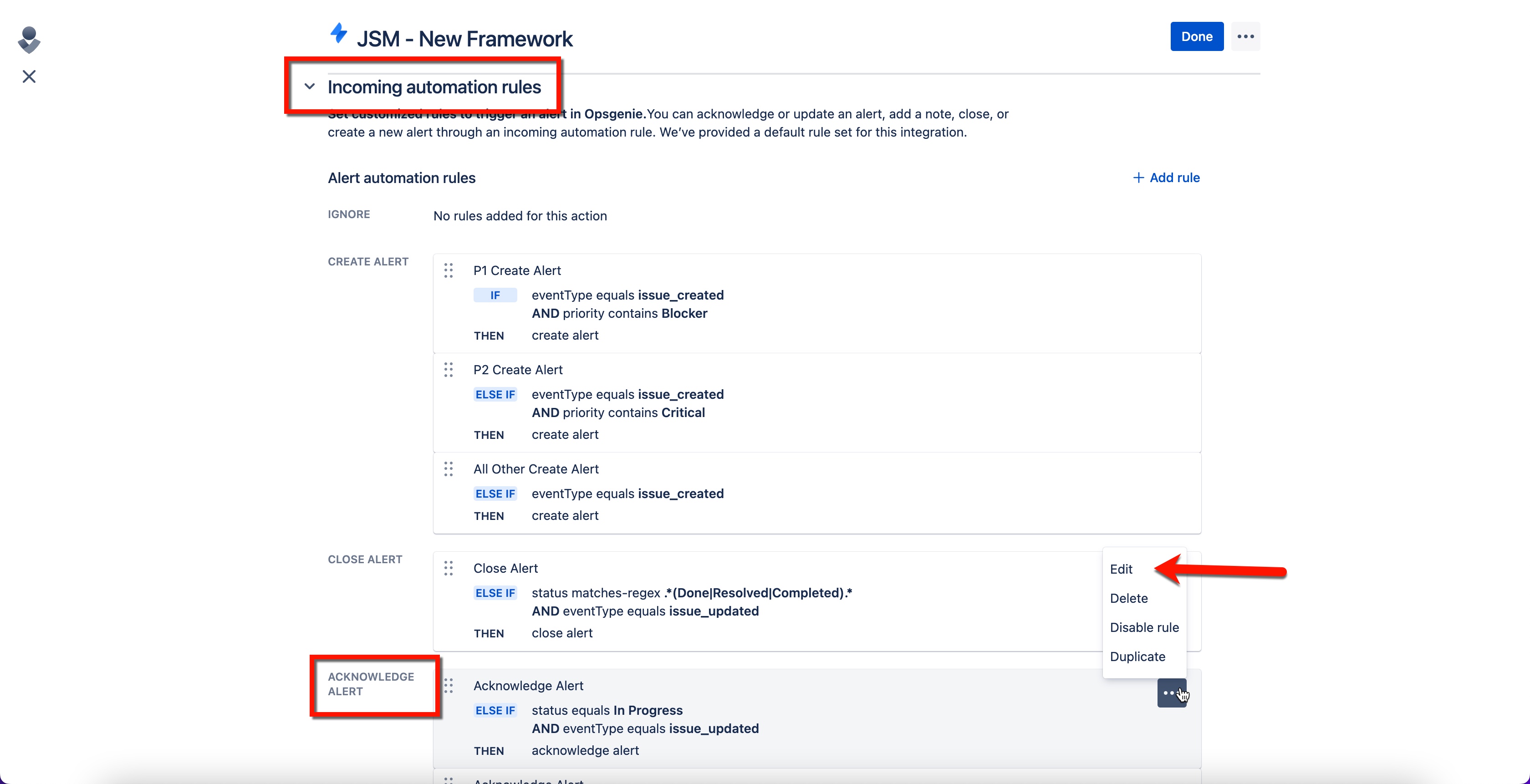 Acknowledge Opsgenie alert when Jira Service Management issue status updated to In progress ...