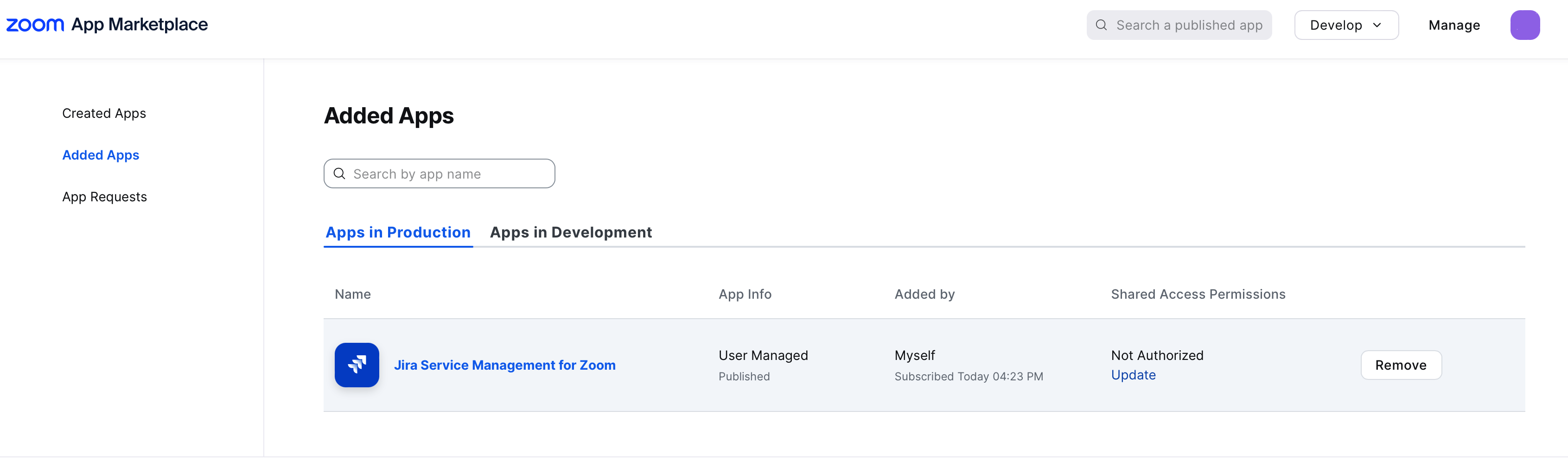 Creating a Zoom meeting throws error: You've already added Zoom. Reload the page and try again ...