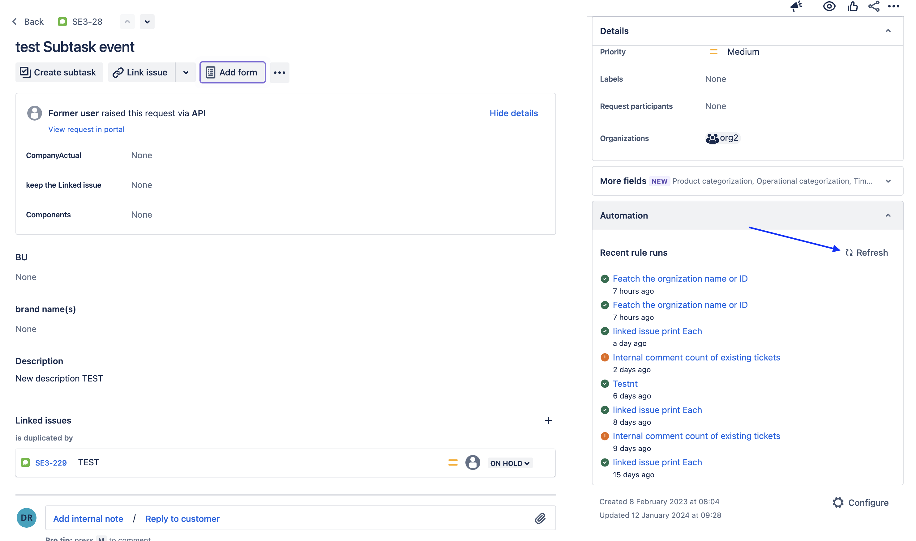 How To Display The Recently Executed List Of Automations Against An