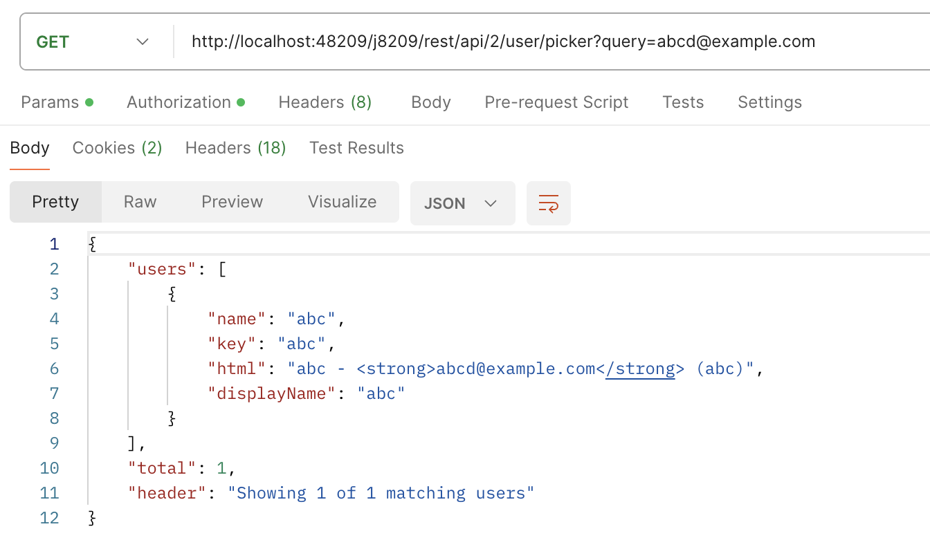 The REST API call for the user picker does not retrieve any data. | Jira | Atlassian Documentation