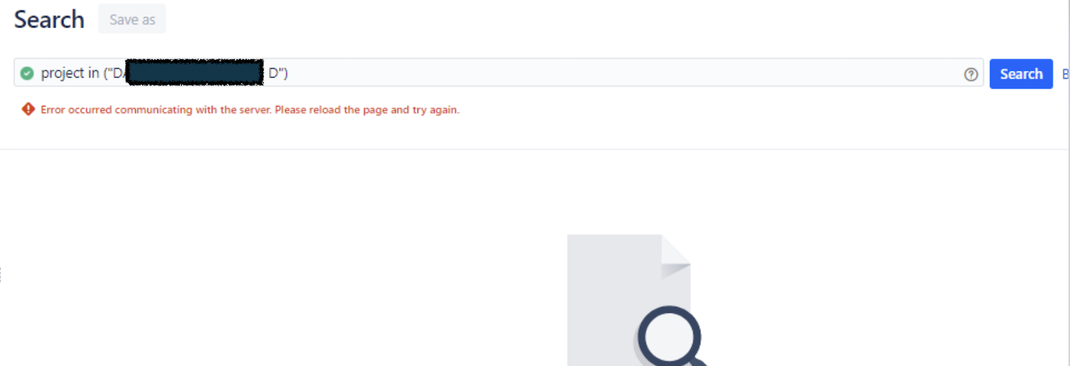 Error Occurred Communicating With The Server While Running Jql Search Jira Atlassian
