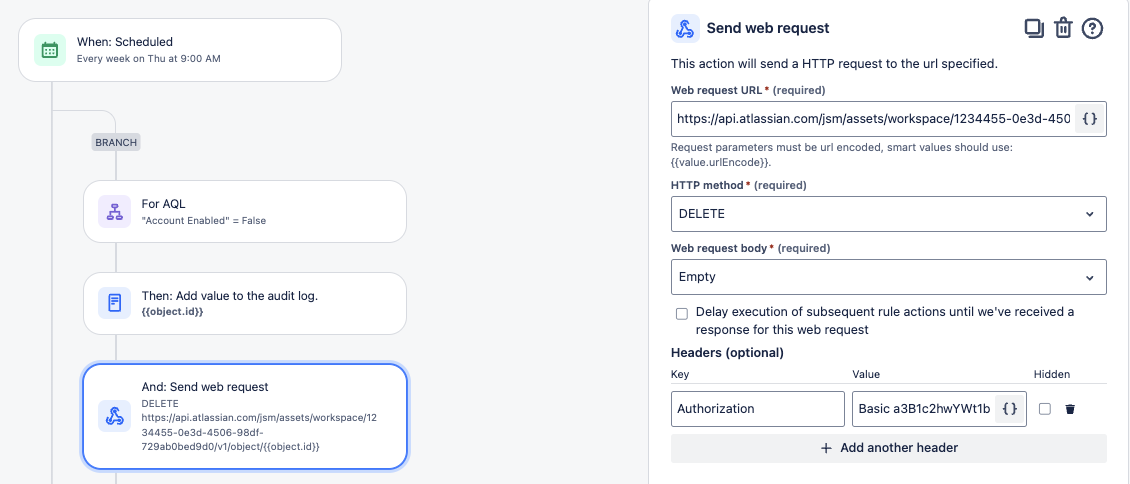 Jira service management automation rule to delete assets objects using REST API command | Jira ...