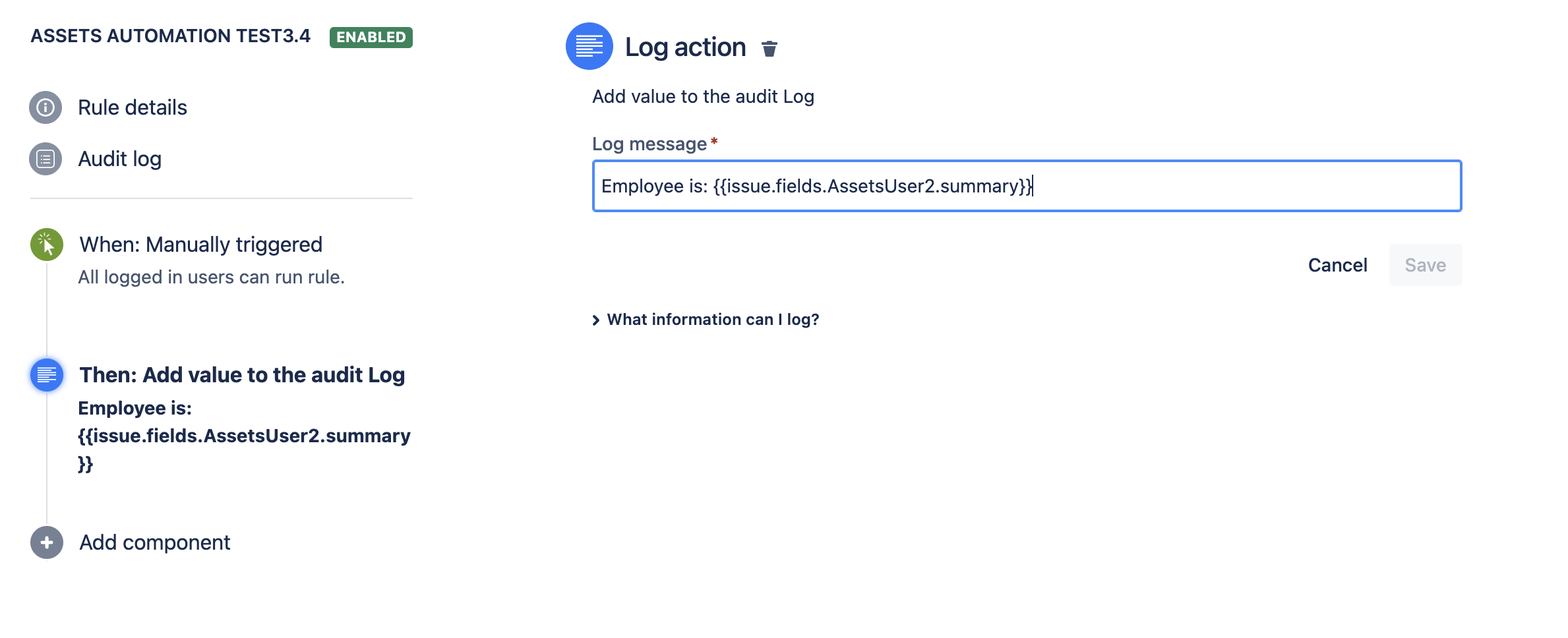 In an Automation Rule, the Asset Custom Field displays the Key value instead of showing the ...