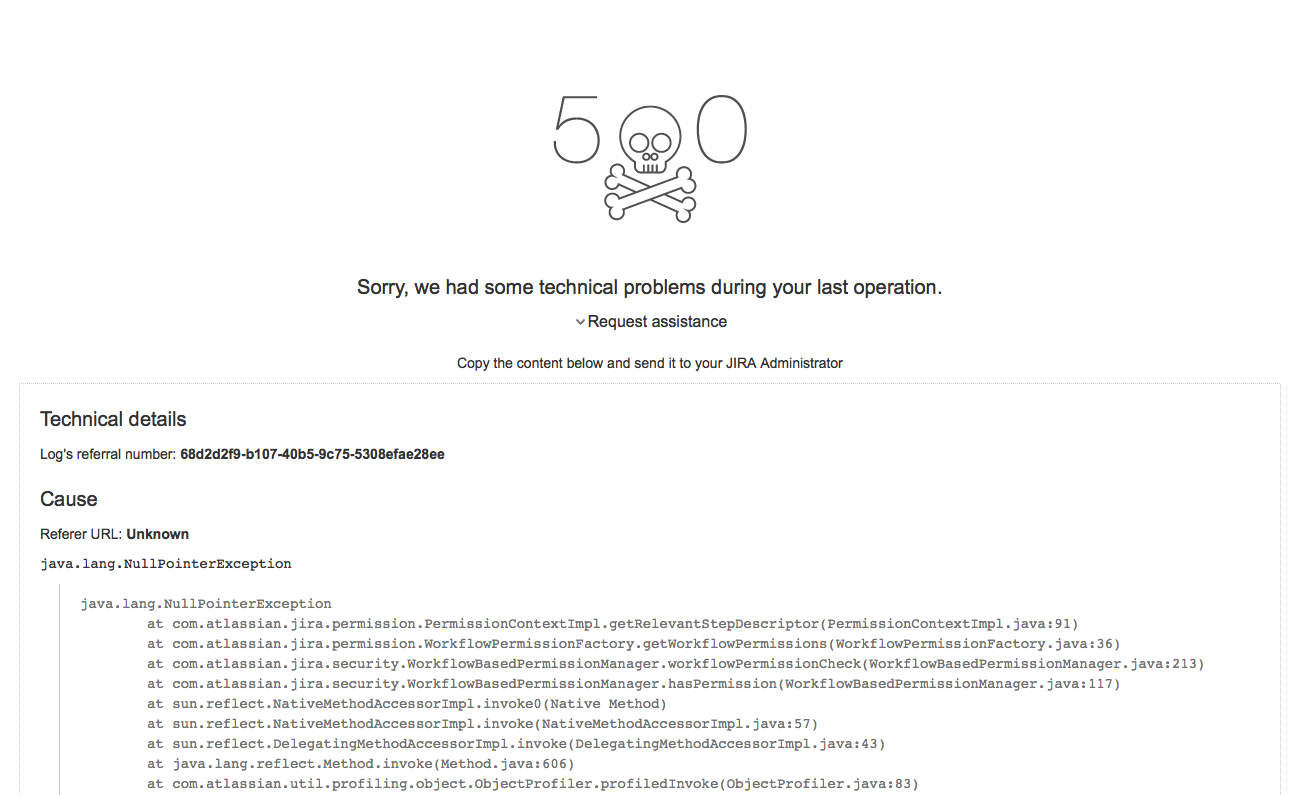 500 Errors Displayed While Navigating In Jira Server Jira Atlassian 