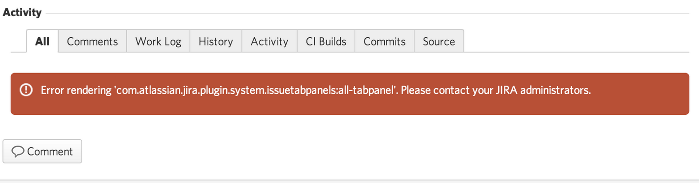 JIRA Issue Activity Tab Shows Errors Jira Atlassian Documentation